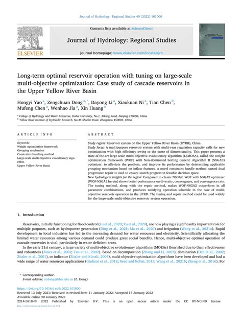 pdf long term optimal reservoir operation with tuning on large scale multi objective