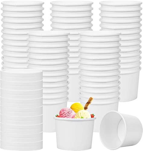 Hedume 75 Pack Ice Cream Cups With 75 Pack Lids 8 Oz Disposable Paper
