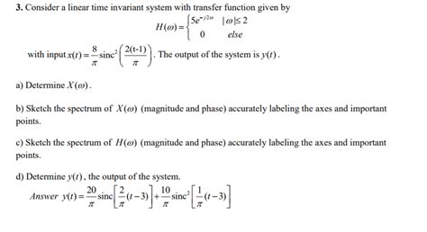 solved 3 consider a linear time invariant system with