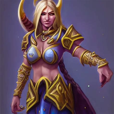 World Of Warcraft Female Draenei Warrior Trending On Stable Diffusion