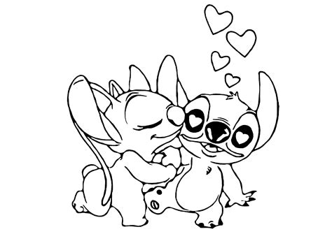 Angel Fait Un Bisou Stitch Coloriages De Lilo Et Stich Imprimer