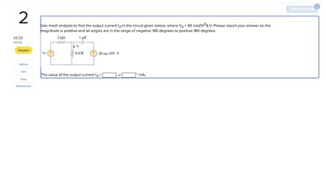 Solved Use Mesh Analysis To Find The Output Current Io In Chegg