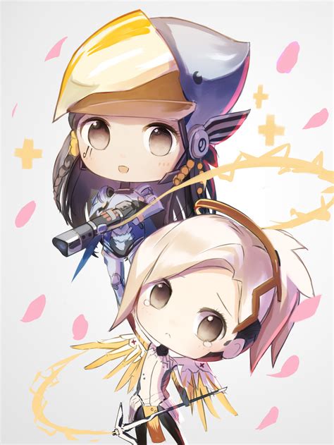Mercy And Pharah Overwatch And 1 More Drawn By Red Flowers Danbooru