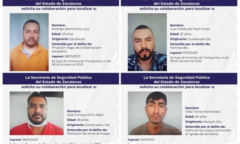 Emite SSP de Zacatecas fichas de búsqueda de prisioneros fugados