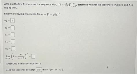 solved write out the first five terms of the sequence with