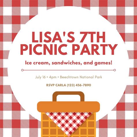 Free Printable Customizable Picnic Invitation Templates Canva