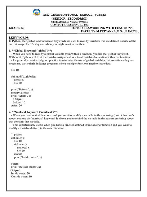 function and libraries notes pdf scope computer science namespace