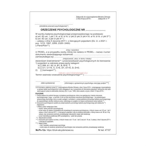 Orzeczenie Psychologiczne Druki Akcydensowe