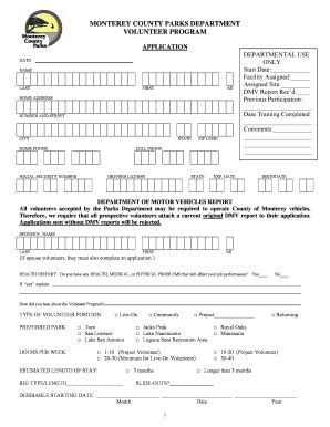 Fillable Online Co Monterey Ca MONTEREY COUNTY PARKS DEPARTMENT Fax