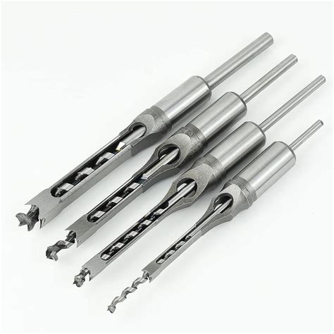 BIGP Lot de 4 Forets à Trou Carré Bédanes Creux en Acier Outils de