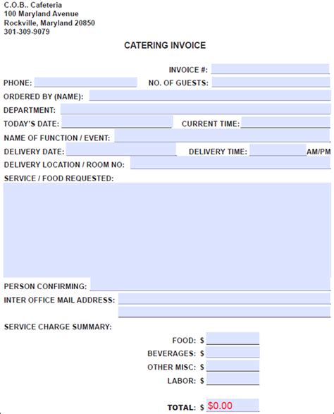 Catering Invoice Template Excel An Essential Document To Any Catering