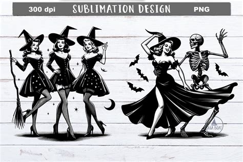 Vintage Witch Black And White Clipart Graphic By Olga Boat Design