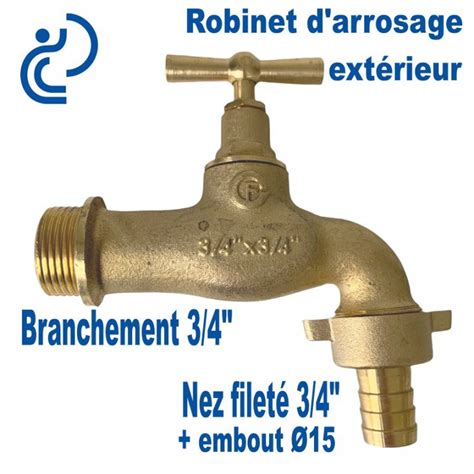 Robinet de Jardin Laiton brossé 3 4 sortie 3 4 nez de robinet