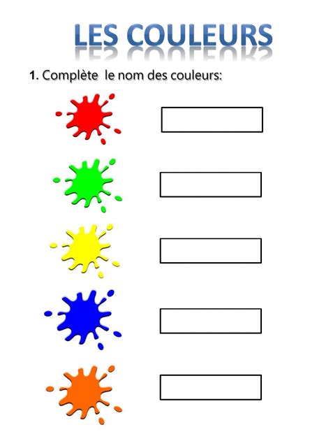 Couleurs Exercise French Worksheets French Lessons Teaching French