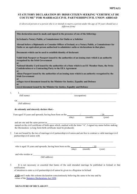 19 Printable Statutory Declaration Example Forms And Templates BF1