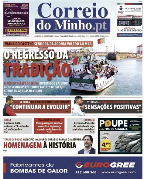 Capa Correio Do Minho 21 Agosto 2022 Capasjornais Pt