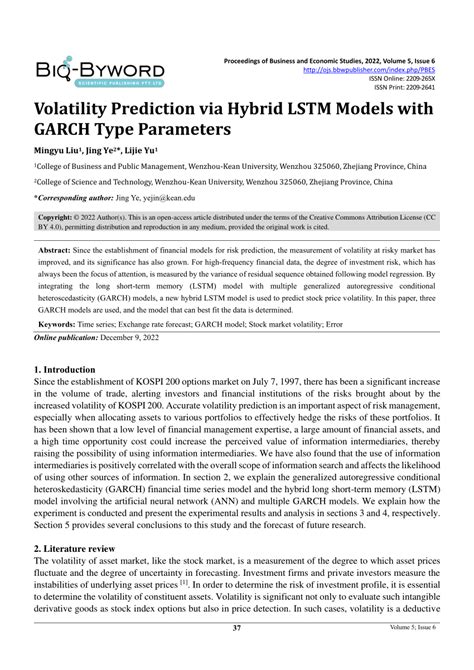 pdf volatility prediction via hybrid lstm models with garch type parameters