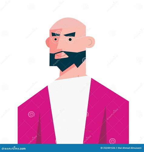 Illustration Of Handsome Bald Man In Pink Suit CartoonDealer