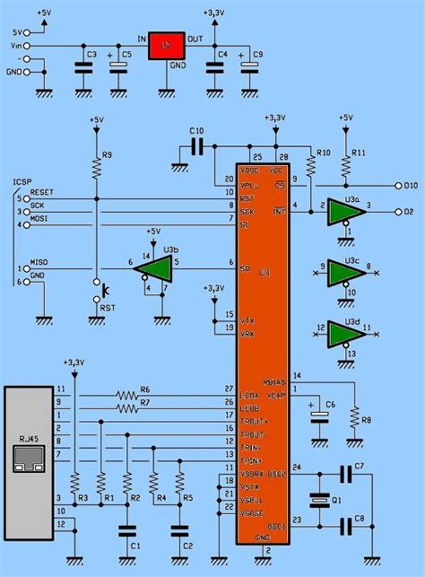 enc28j60 ethernet module schematic