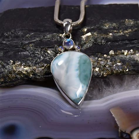 Larimar Anhänger 925er Silber Edelsteinanhänger 13347 mit