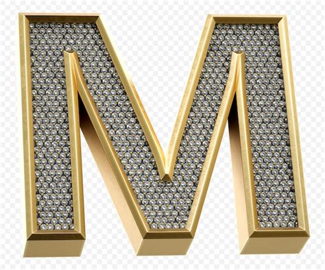 Alfabeto De Oro De Lujo Con Diamantes Letra M Aislada Imagen De Render