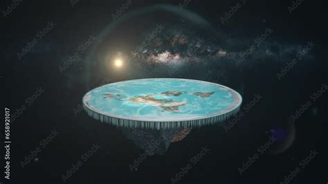 Flat Earth In Cosmos Overview Of Flat Earth Slowly Rotating In Space