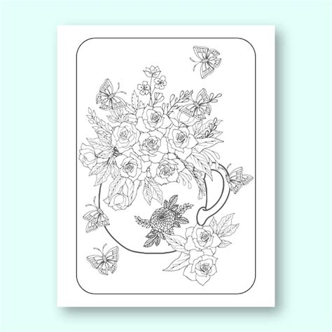 Bloemen Kleurplaten Voor Volwassenen En Kinderen Premium Vector