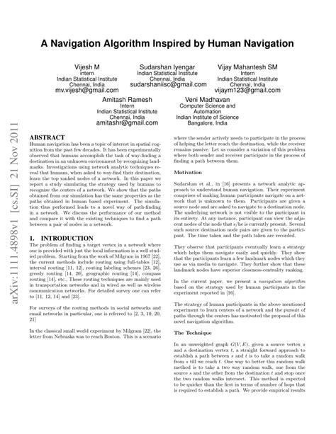 pdf a navigation algorithm inspired by human navigation