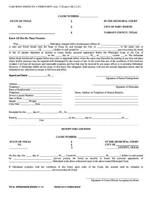 Fillable Online Fortworthtexas BOND TEMPLATE Fortworthtexas Fax Email