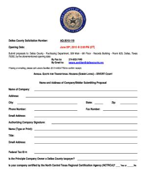 Fillable Online Dallascounty Dallas County Solicitation Number
