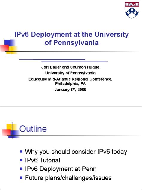 ipv6 deployment at the university of pennsylvania pdf i pv6 computer standards
