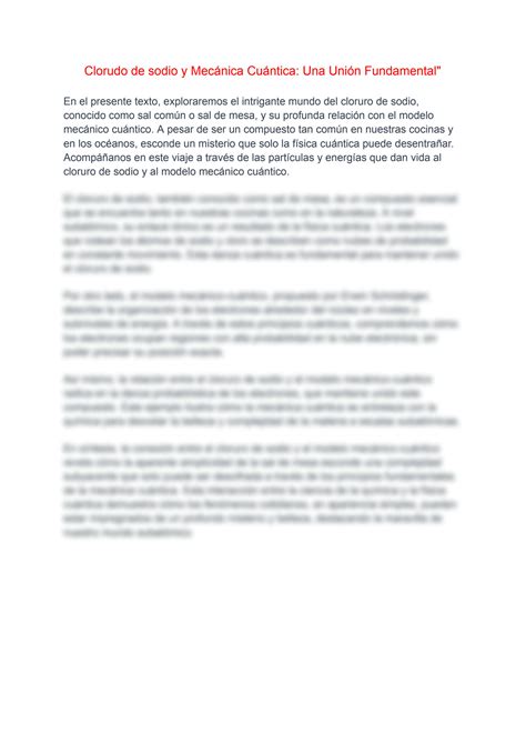 SOLUTION Texto explicativo clorudo de sodio y mecánica cuántica