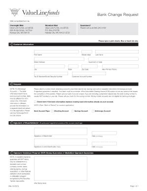 Fillable Online Bank Change Request Vlfundscom Fax Email Print