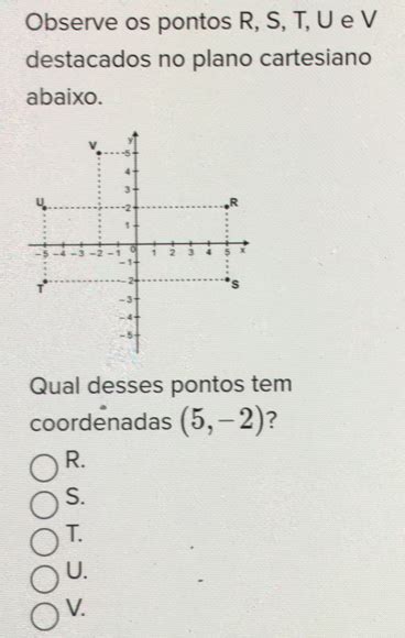 Solved Observe Os Pontos R S T U E V Destacados No Plano Cartesiano