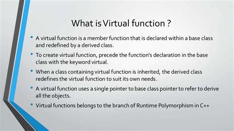 virtual functions polymorphism oop