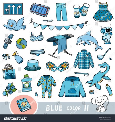 Colorful Set Blue Color Objects Visual Stock Vector Royalty Free