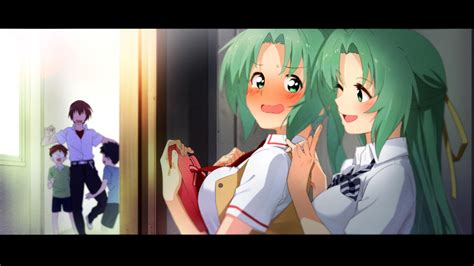 Sonozaki Mion Sonozaki Shion And Maebara Keiichi Higurashi No Naku