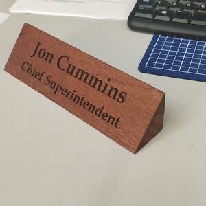 Natural Solid Wood Stylish Personalised Desk Name Plate Custom