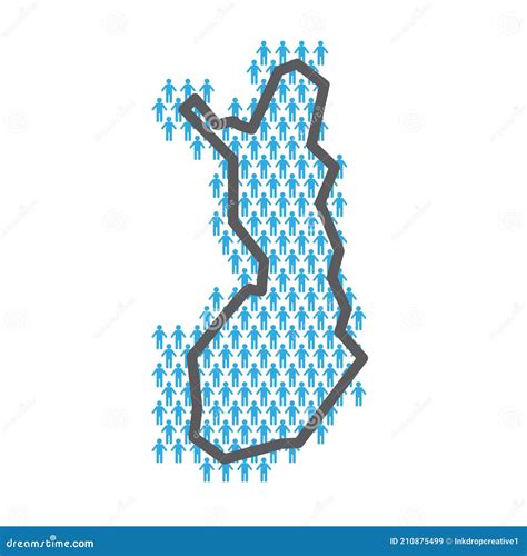 Finland Population Map Country Outline Made From People Figures Stock