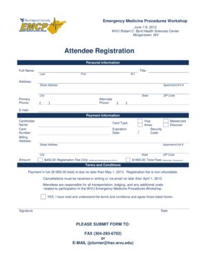 Fillable Online Medicine Hsc Wvu Attendee Registration WVU School Of