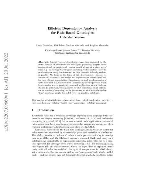 pdf efficient dependency analysis for rule based ontologies