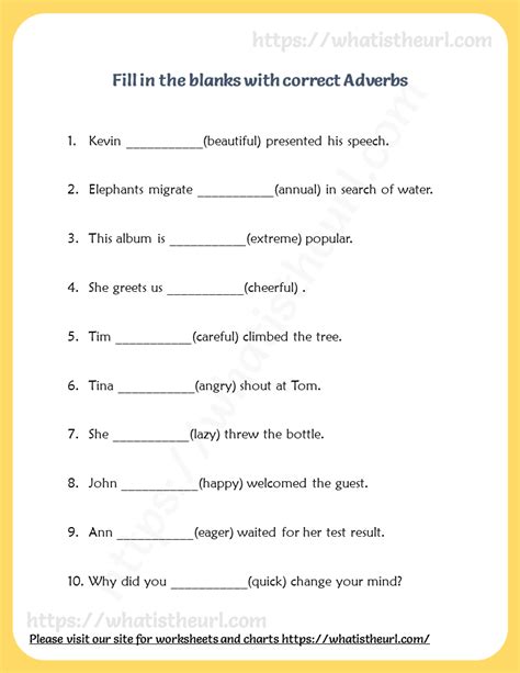 Adverb Worksheets Tags Your Home Teacher