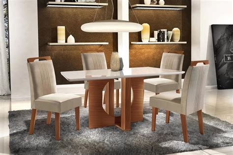 Conjunto Sala De Jantar 4 Cadeiras Firenze Chanfro Premium Espresso