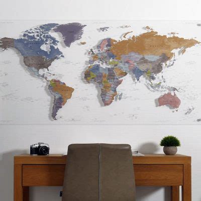 Mappemonde Aluminium Dibond Carte Monde M Tallique Achat