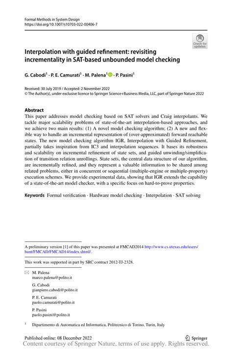 interpolation with guided refinement revisiting incrementality in sat based unbounded model