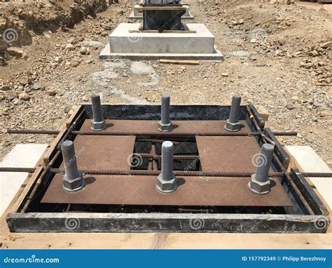Formwork And Reinforcement Of Concrete Foundation With Metal Anchor