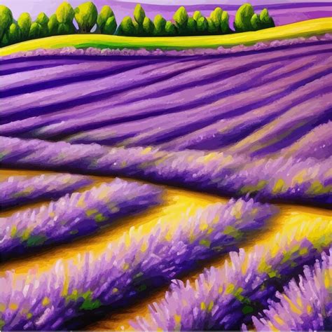 Lavanda campos púrpuras verdes prados y montañas granja vista