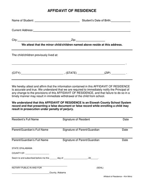 Affidavit Of Residency Letter For Infoupdate Org