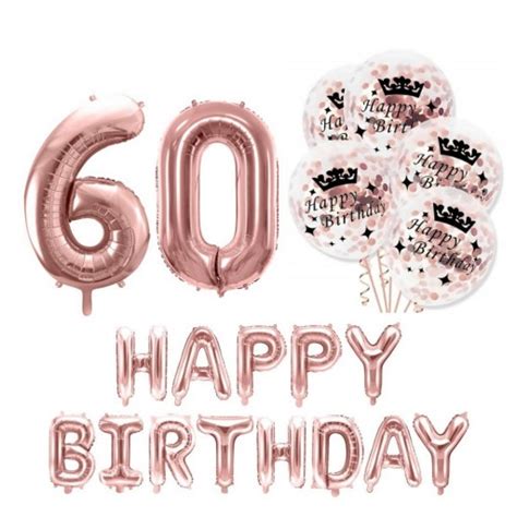 ZESTAW Balony HAPPY BIRTHDAY 60 Urodziny ROSE GOLD 13055675554 Allegro Pl