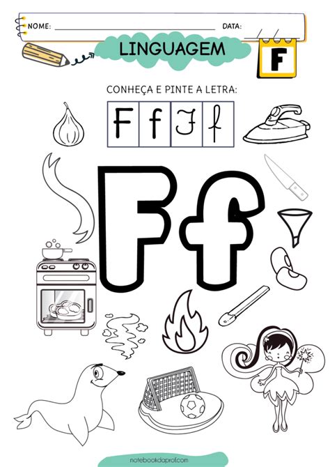 Sequência didática Letra F Notebook da Prof